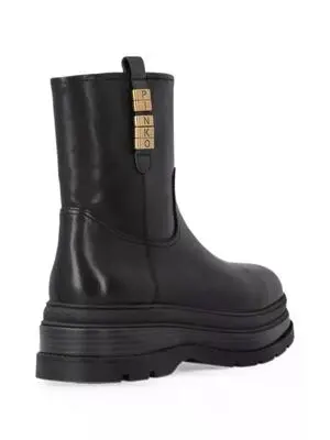 Pinko Logo-plaque Leather Ankle Boots