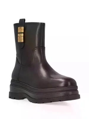 Pinko Logo-plaque Leather Ankle Boots