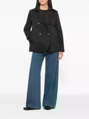 EMME Double-breasted Storm-flap Coat - Black