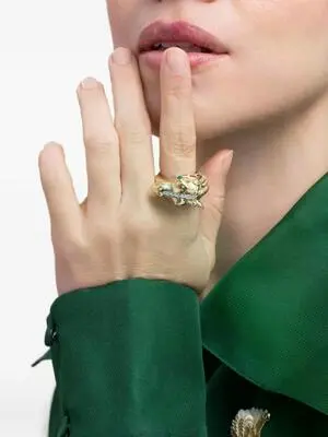 David Webb Emerald And Diamond Ring - Gold
