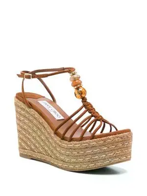 JIMMY CHOO Embellished Wedge Sandals - Brown