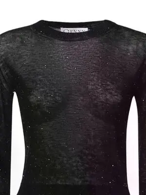 GENNY Sequin-embellished Semi-sheer Sweater