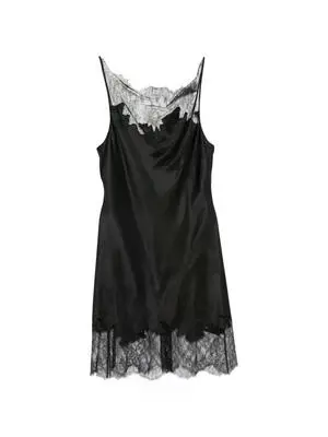Carine Gilson Lace-trim Cowl-neck Mini Dress - Black