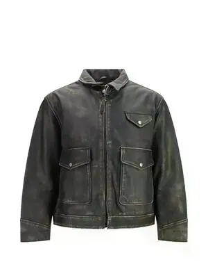 FOUND Distressed Leather Jacket - Black