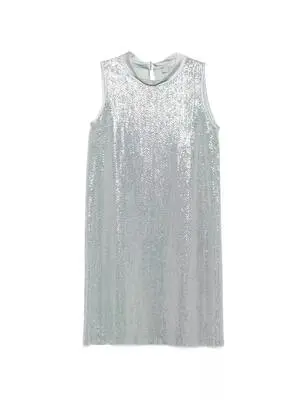 D.exterior Sequin Embellished Sleeveless High Neck Dress