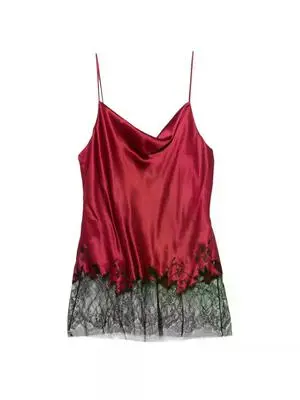 Carine Gilson Lace-trim Silk Camisole - Red