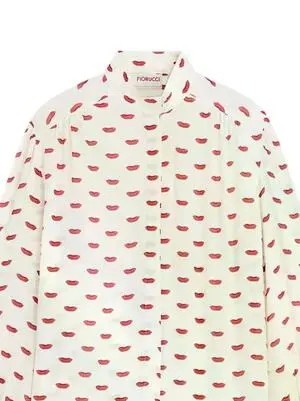Fiorucci Lips Print Puff Sleeve Blouse