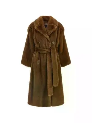 B&B COUTURE Farrah Double-breasted Faux-fur Coat - Brown