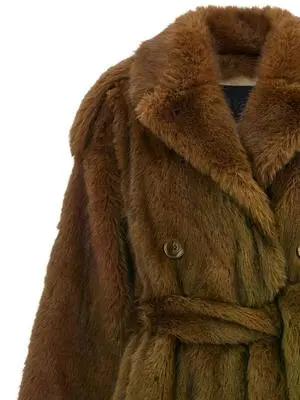 B&B COUTURE Farrah Double-breasted Faux-fur Coat