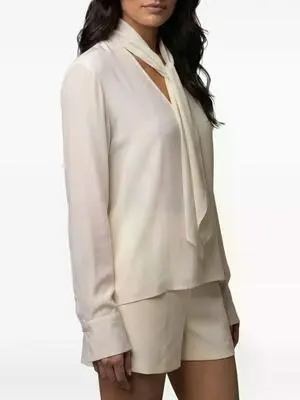 Federica Tosi Tie-neck V-neck Shirt - Neutrals