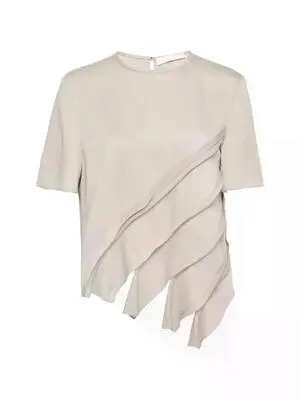 CLUB21 Tilly Ruffled Asymmetric Top - Neutrals