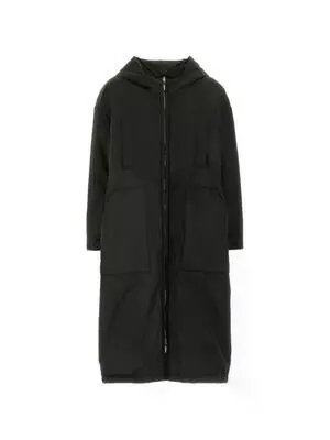 Max Mara Long, Reversible Padded Parka In Radzmir And Water-repellent Canvas Kaki - Black