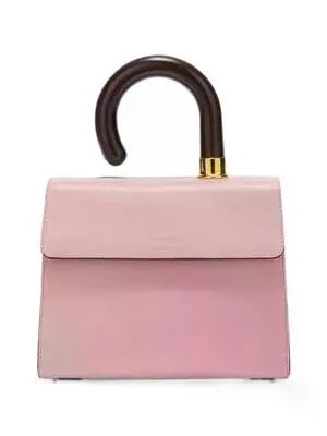 Moschino Curved Handle Leather Tote Bag