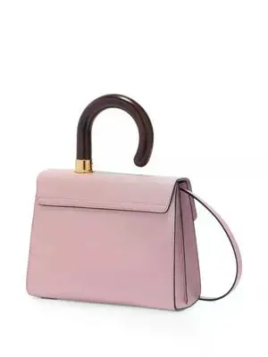 Moschino Curved Handle Leather Tote Bag