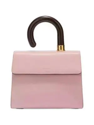 Moschino Curved Handle Leather Tote Bag