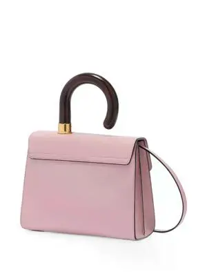 Moschino Curved Handle Leather Tote Bag