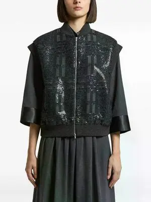 Peserico Sequin-embellished Sleeveless Jacket - Black