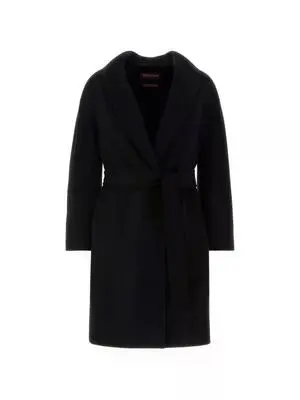 Max Mara Estremo Belted Shawl-collar Coat - Black