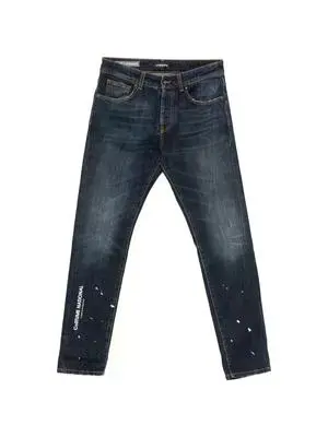 Costume National Slim Cut Logo Print Jeans