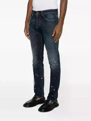 Costume National Slim Cut Logo Print Jeans