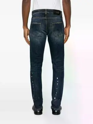 Costume National Slim Cut Logo Print Jeans