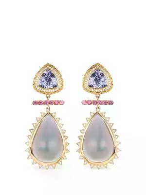 Harwell Godfrey Pearl And Tanzanite Drop Earrings