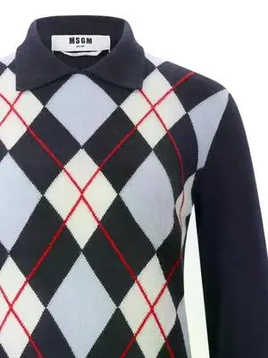 MSGM Argyle Polo Sweater