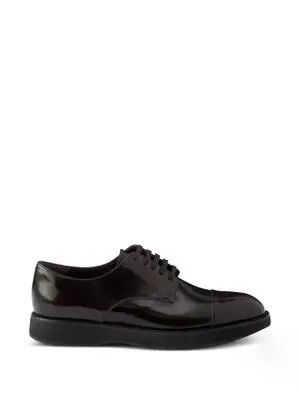 Prada Brushed Leather Lace-up Shoes - Brown