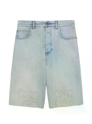 Loewe Anagram Shorts In Denim - Blue