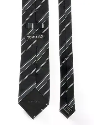 TOM FORD Diagonal-striped Silk Tie - Black