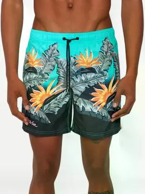 Sundek Floral-print Drawstring Swim Shorts - Blue
