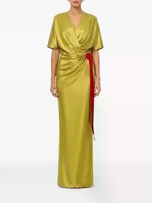 V:PM ATELIER Maxi Draped Contrast-trim Dress