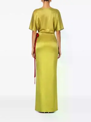 V:PM ATELIER Maxi Draped Contrast-trim Dress