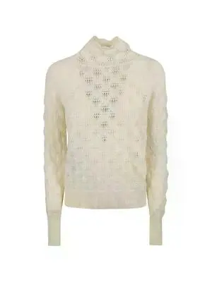 Ermanno Scervino Pointelle-knit High-neck Sweater - Neutrals