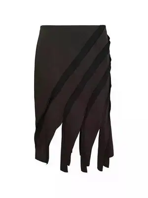 CLUB21 Daisy Diagonal-stripe Midi Skirt - Black