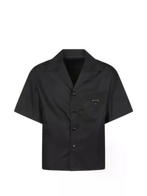 Prada Re-nylon Logo-plaque Shirt - Black