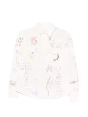 MAISON MARGIELA Graphic-print Long-sleeve Jacket - White