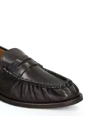 JULIE DEE Gathered Leather Loafers