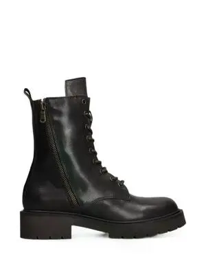 JULIE DEE Lace-up Side-zip Boots - Brown