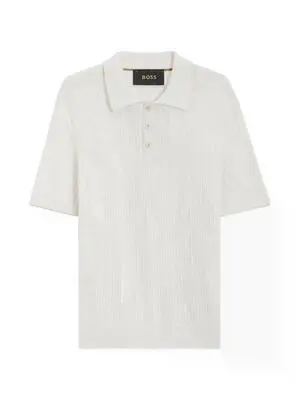 BOSS Cable-knit Polo Shirt - White