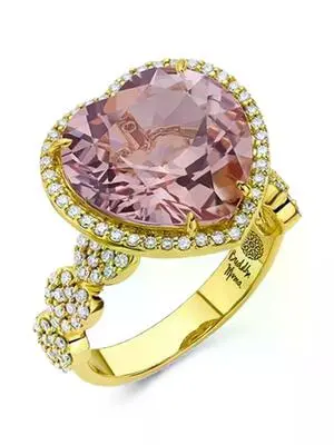 BUDDHA MAMA Morganite And Diamond Heart Ring In 20k Yellow
