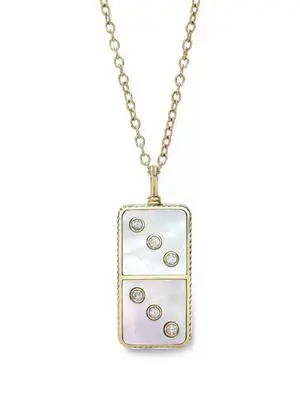 Retrouvai Domino Mother Of Pearl And Diamond Necklace - Gold