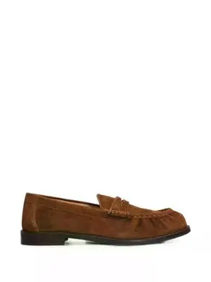 JULIE DEE Suede Penny Loafers - Brown
