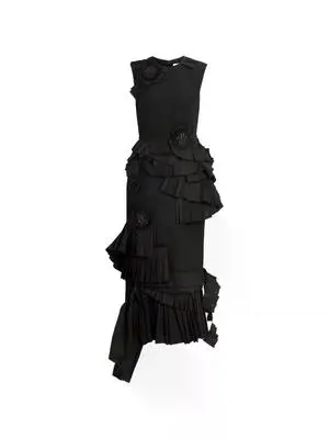 Erdem Embroidered Ruffled Dress - Black