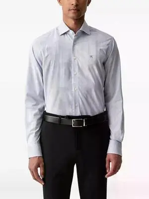 HACKETT LONDON Vertical-stripe Logo-embroidered Shirt