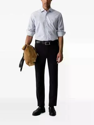 HACKETT LONDON Vertical-stripe Logo-embroidered Shirt