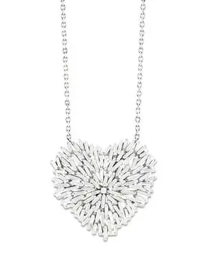 SUZANNE KALAN 18k White Gold Diamond Heart Pendant Necklace