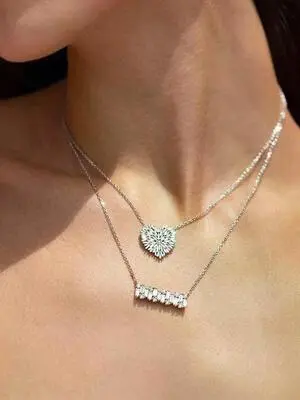 SUZANNE KALAN 18k White Gold Diamond Heart Pendant Necklace