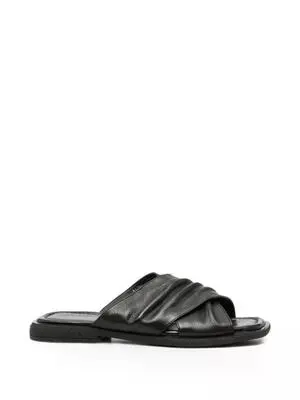 SERGIO MORETTI FIRENZE Crossover-strap Ruched Sandal - Black