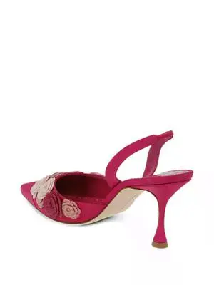 Manolo Blahnik Floral Embellished Slingback Pumps